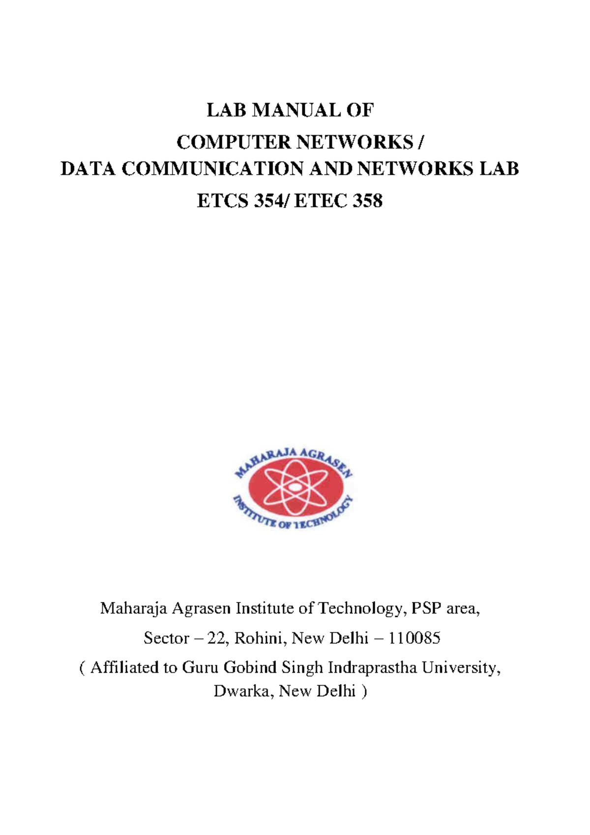 CN & DCN - lab manual - LAB MANUAL OF COMPUTER NETWORKS / DATA ...
