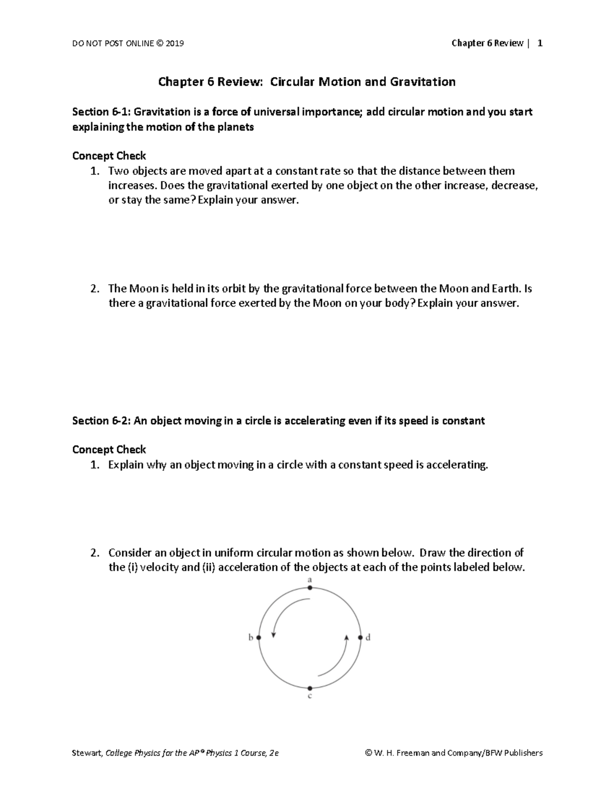 Ch 6 Rev WS - Circular Motion & Gravitation Concepts and Problems - Studocu