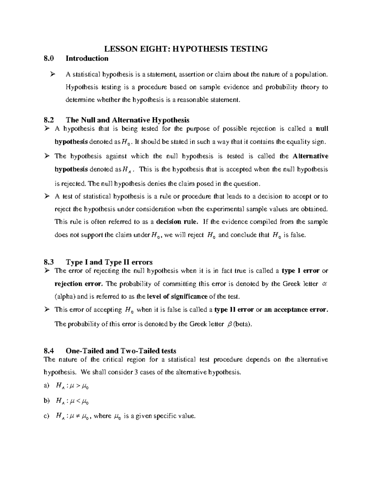 Hypothesis Testing: Understanding Null & Alternative Hypotheses - Studocu