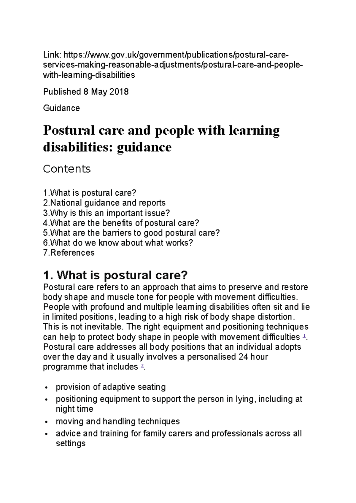 New Gov Guidelines on Postural Management for Learning Disabilities ...