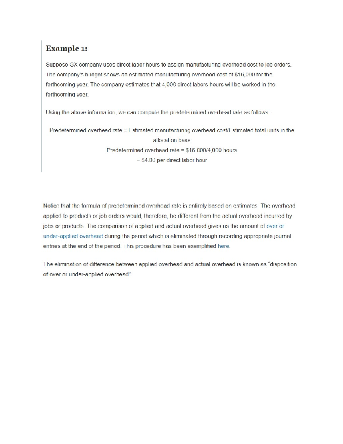 Job-order - Acc - Example 1: Suppose GX company uses direct labor hours ...