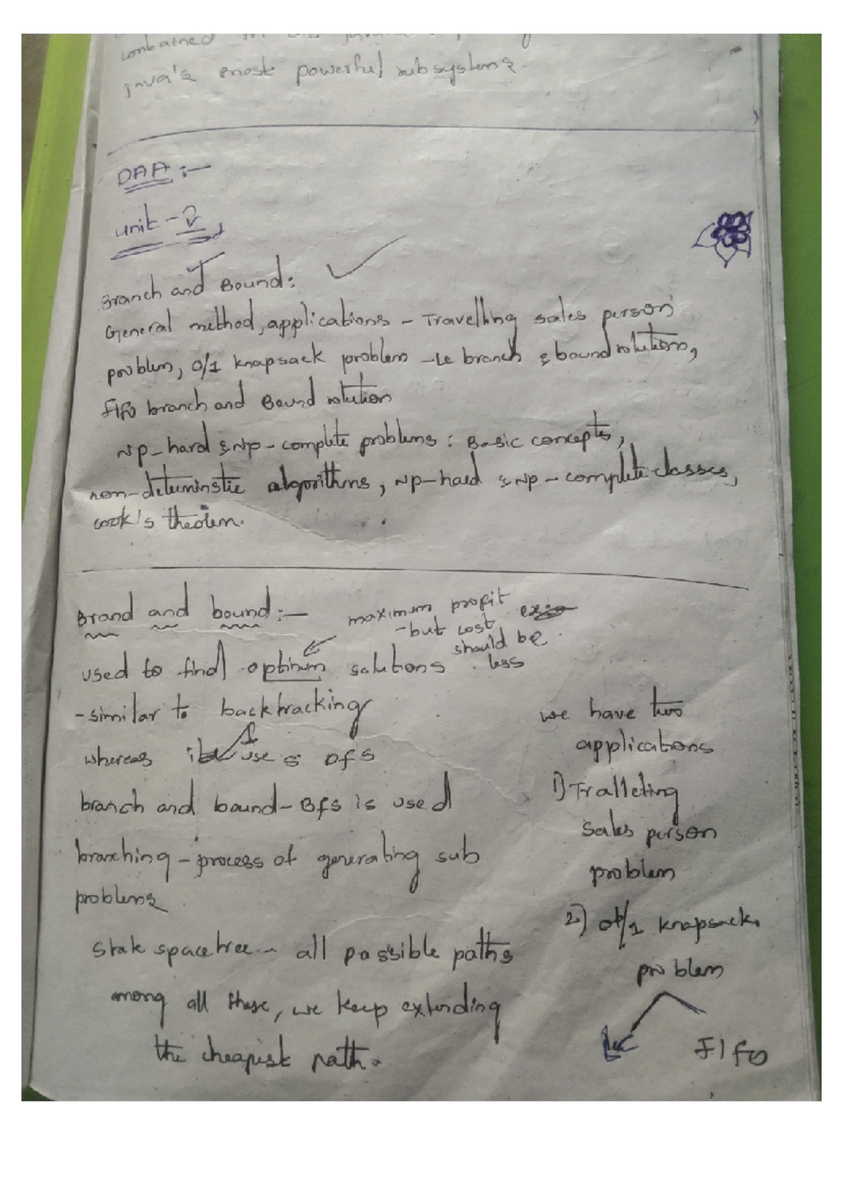 Daa unit 5 - Notes - most powerful subsystems unit Branch and Bound ...