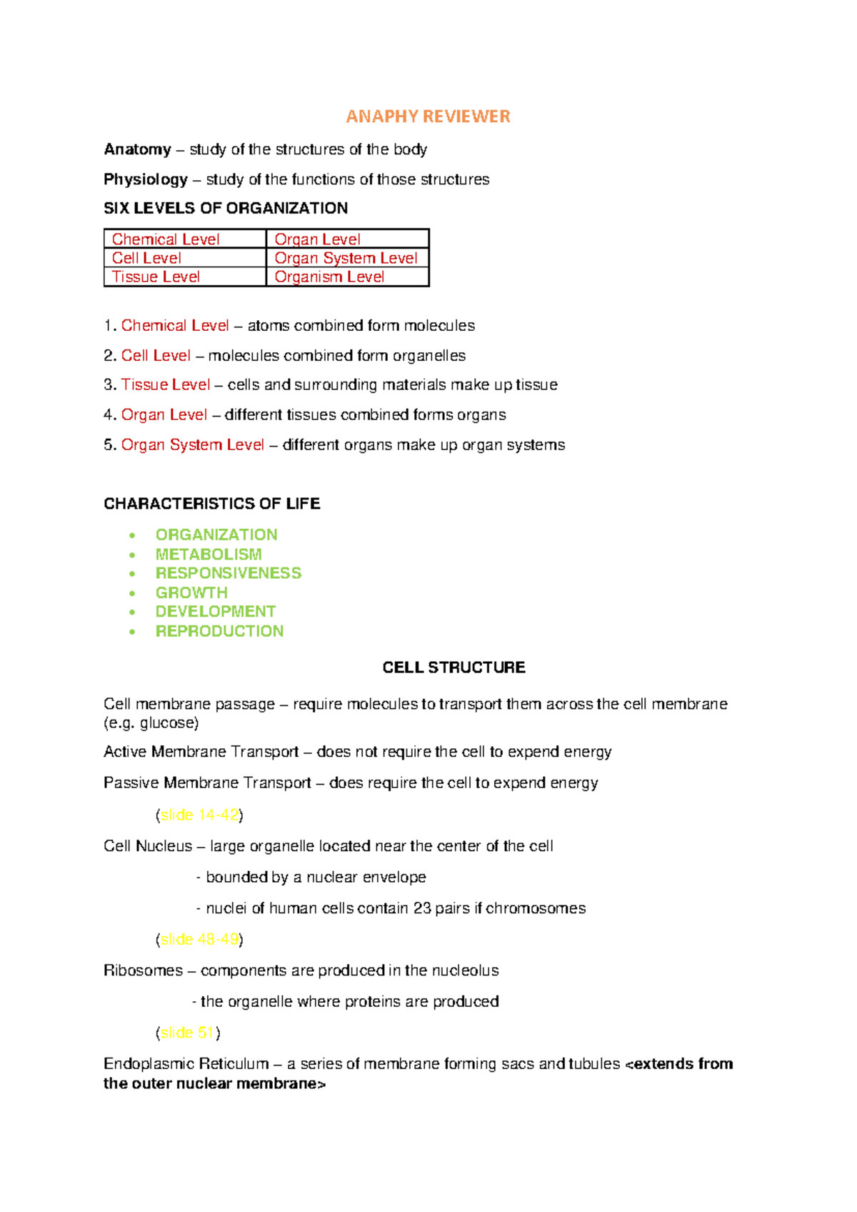 Anaphy Reviewer: Anatomy & Physiology Overview from Seeley's Book - Studocu