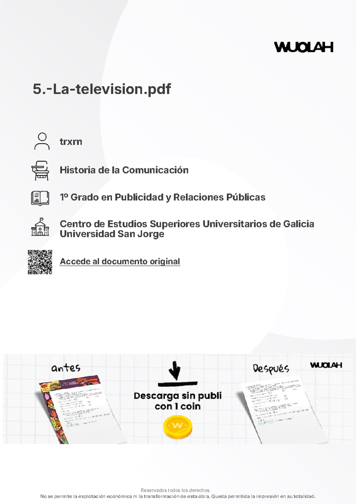 TEMA 6: LA TELEVISIÓN - Apuntes 1º Grado en Publicidad y RRPP - Studocu