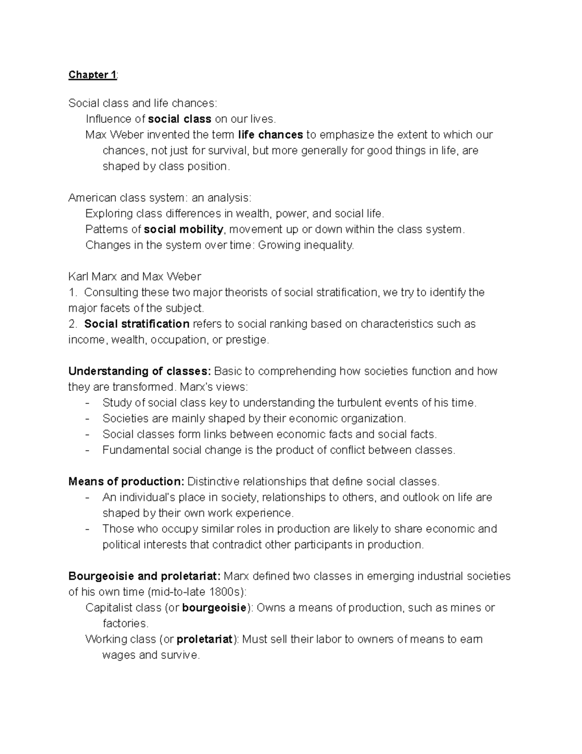 SOCL 301 Lecture Notes: Chapters 1-3 Overview on Social Class - Studocu