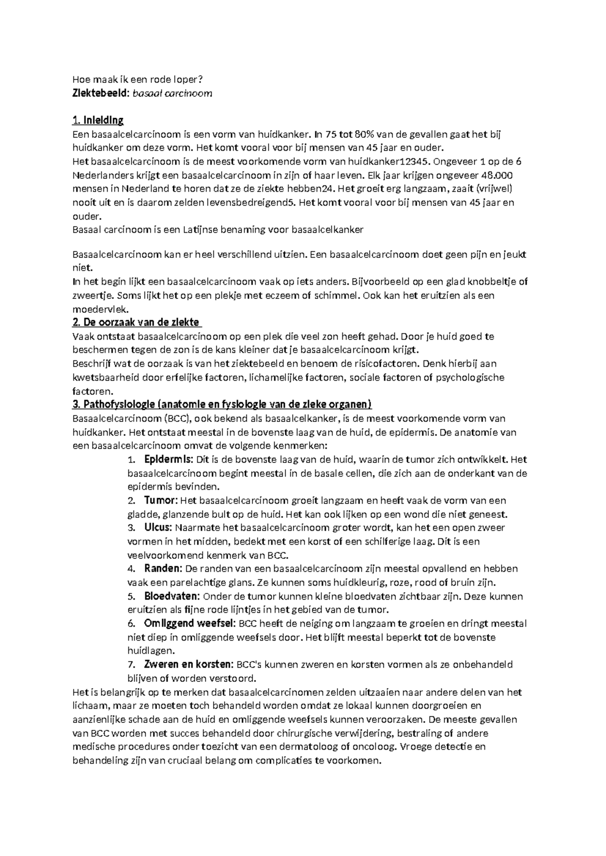 Rodeloper: Inzicht in Basaal Carcinoom en Behandeling - Studeersnel