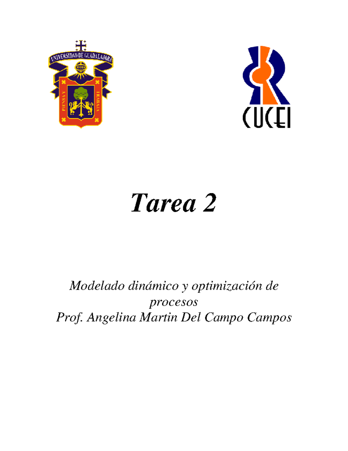 Tarea 2: Modelado Dinámico y Optimización de Procesos en Control ...