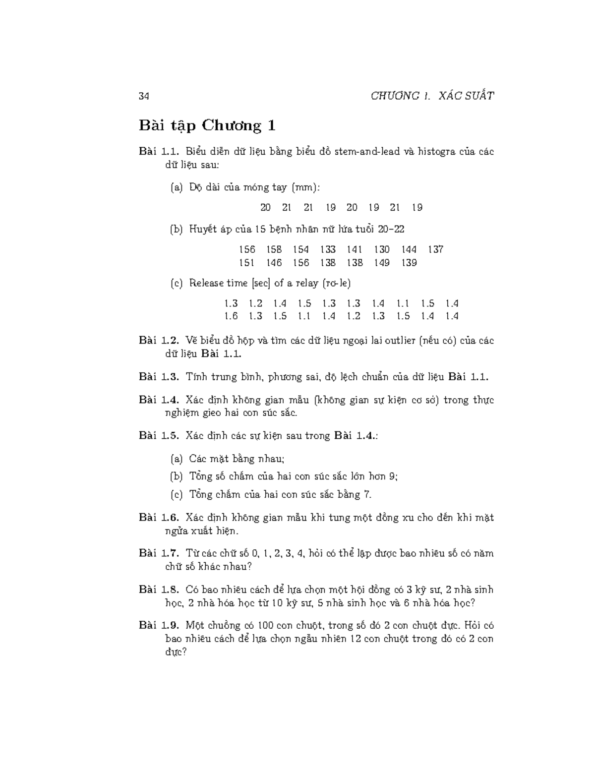 Bai-tap-chuong-1 - .... - 34 CHƯƠNG 1. XÁC SUẤT Bài tập Chương 1 Bài 1 ...