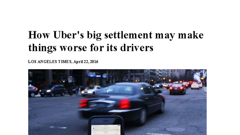 Uber Settlement Analysis: Impacts on Drivers and Business Model - Studocu