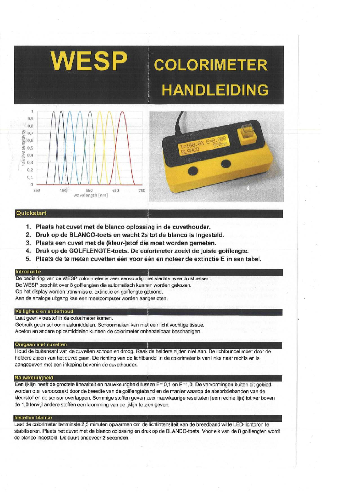 WESP Colorimeter Manual: Quickstart & Operation Guide - Studeersnel