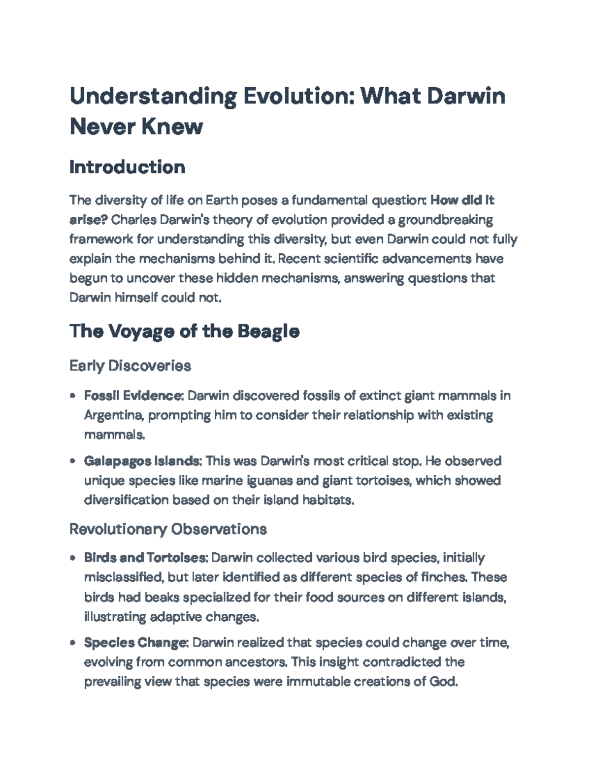 Understanding Evolution: Advances Beyond Darwin's Original Insights ...