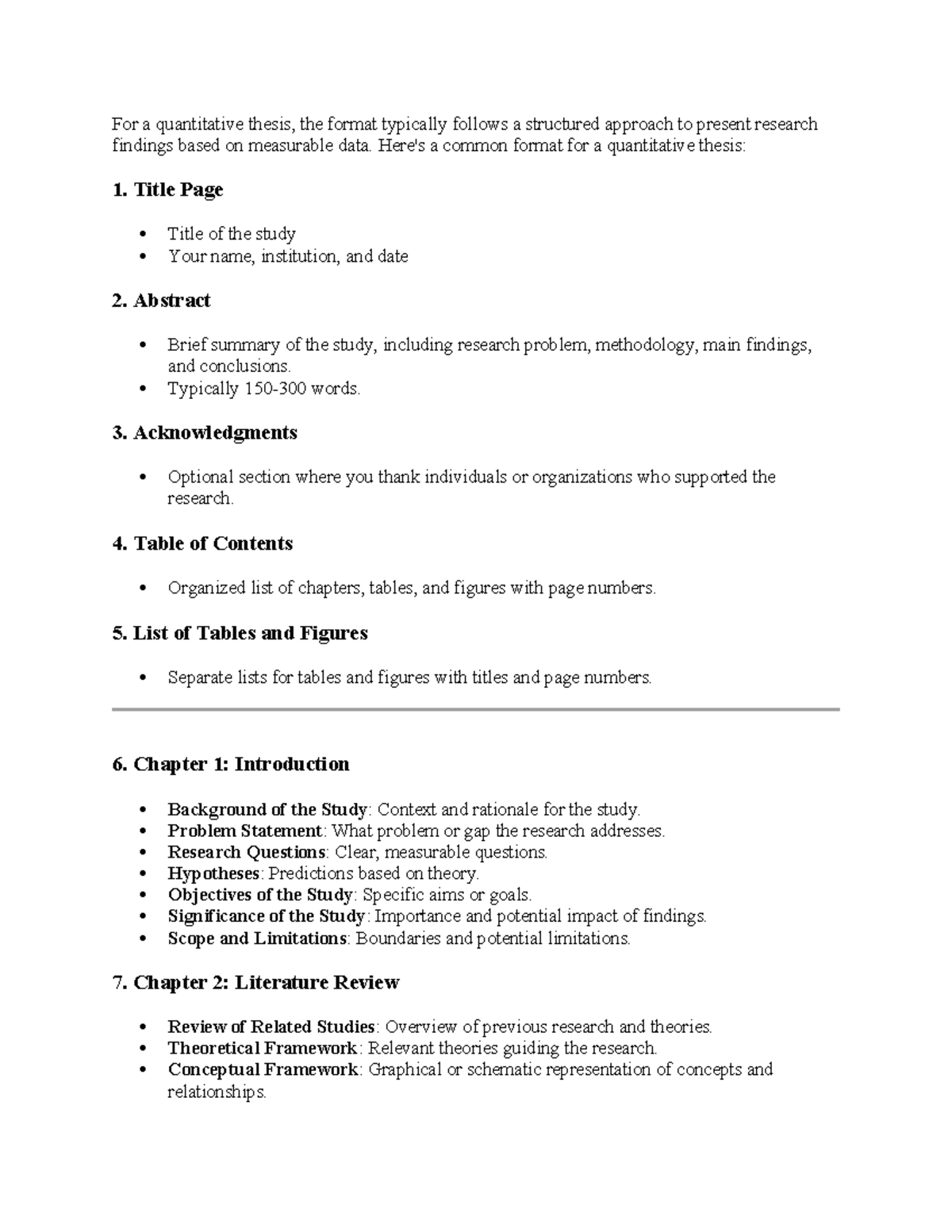 Quantitative Thesis Format Guide: Structure & Key Components - Studocu