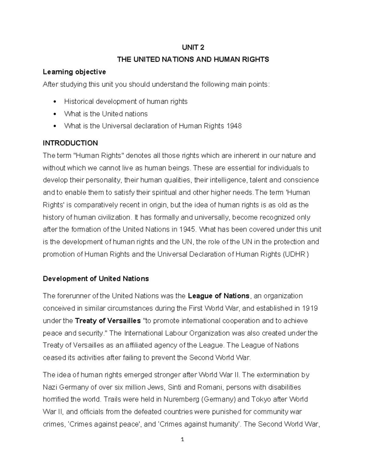 L212 FPD 2 2024 - Human Rights Law: The UN and the UDHR Explained - Studocu