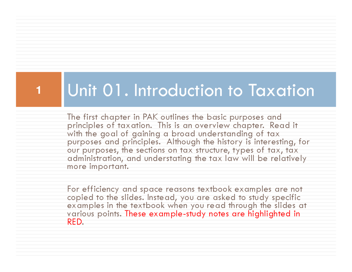 Introduction to taxation - - Studocu