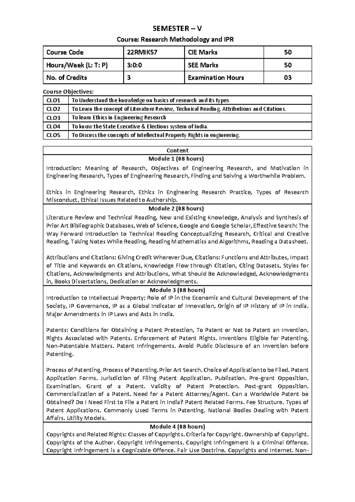 22RMIK57 - Research Methodology & IPR Course Overview and Key Concepts ...