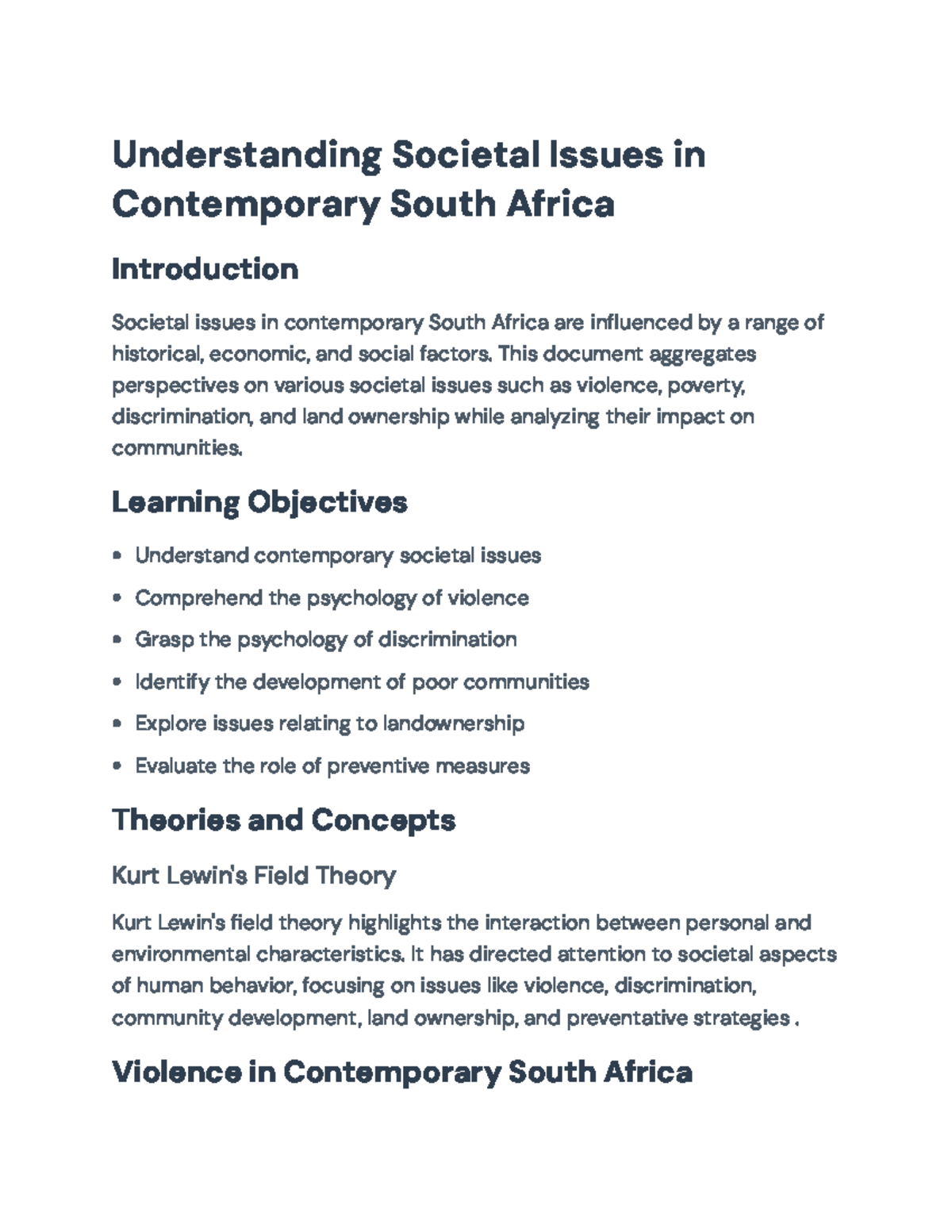 Understanding Societal Issues: Violence, Poverty, and Discrimination in ...