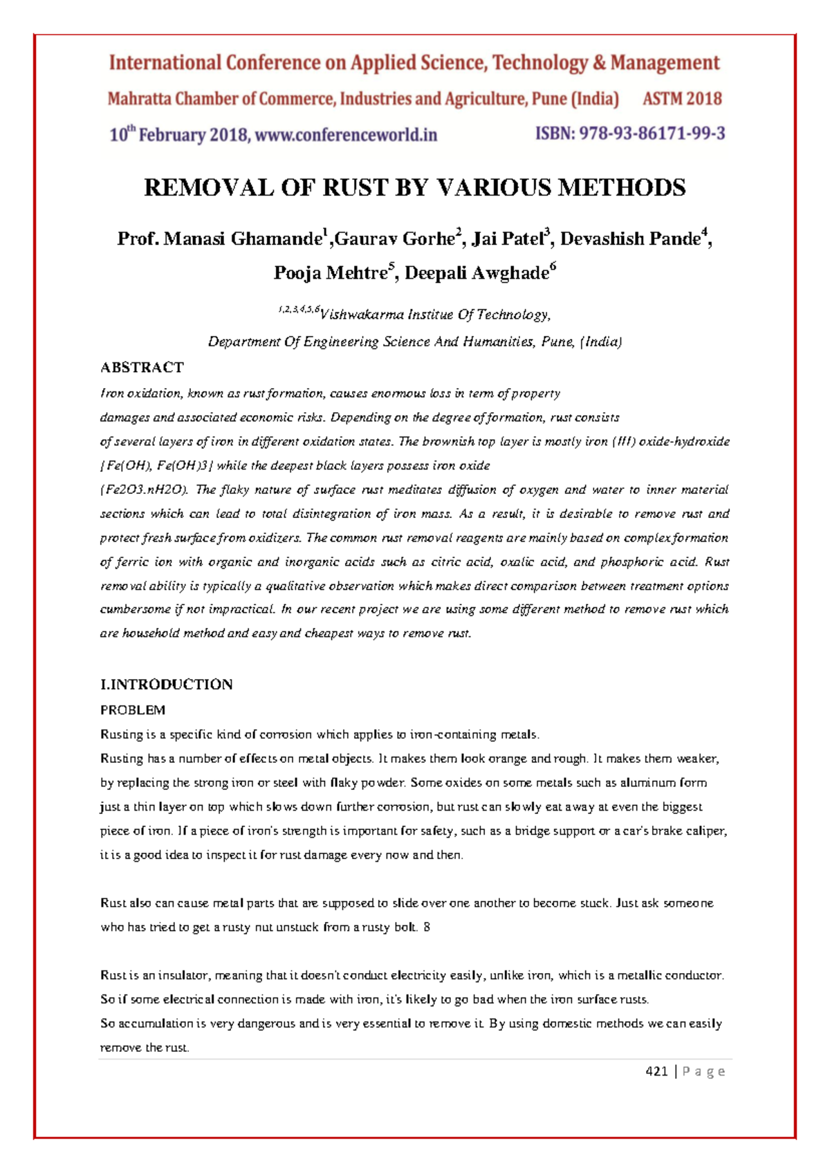 55 - About rust - REMOVAL OF RUST BY VARIOUS METHODS Prof. Manasi ...