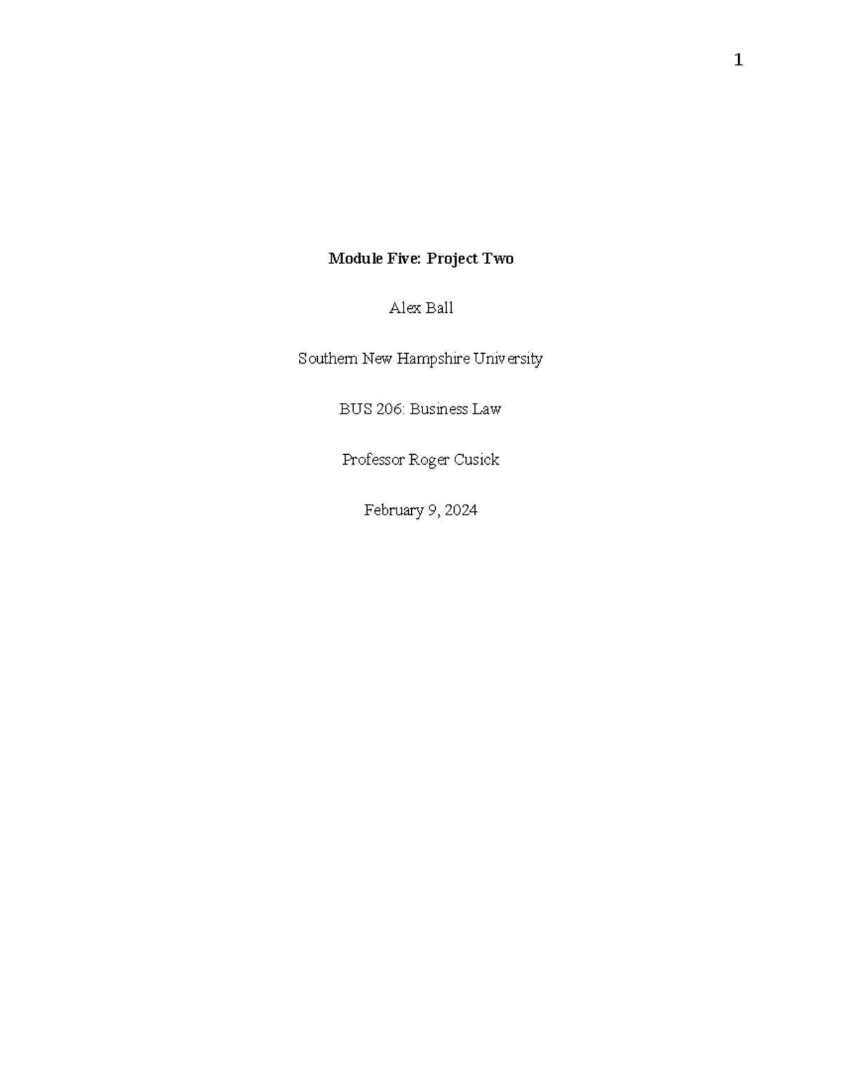 Module Five Project Two - Module Five: Project Two Alex Ball Southern ...