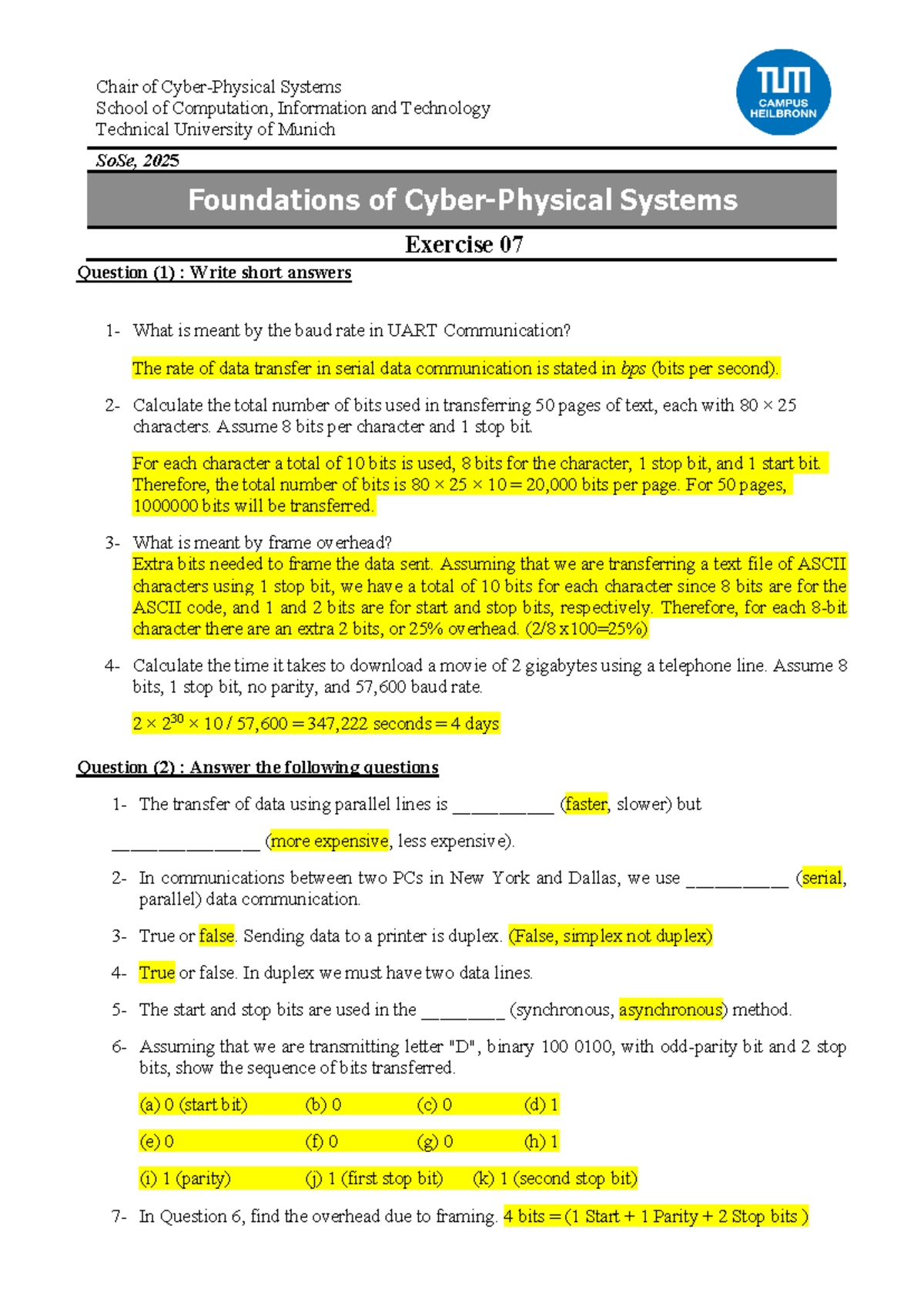 Solved Exercise 07 - Foundations of Cyber-Physical Systems (SoSe 2025 ...