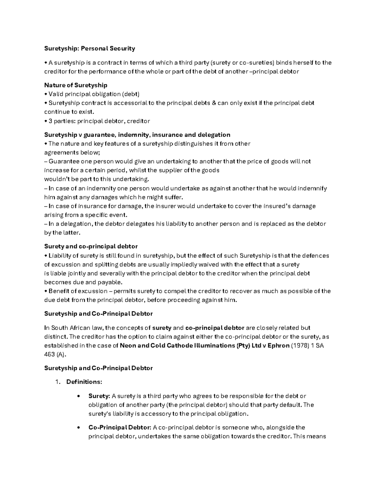 Suretyship: Understanding Personal Security & Legal Implications - Studocu