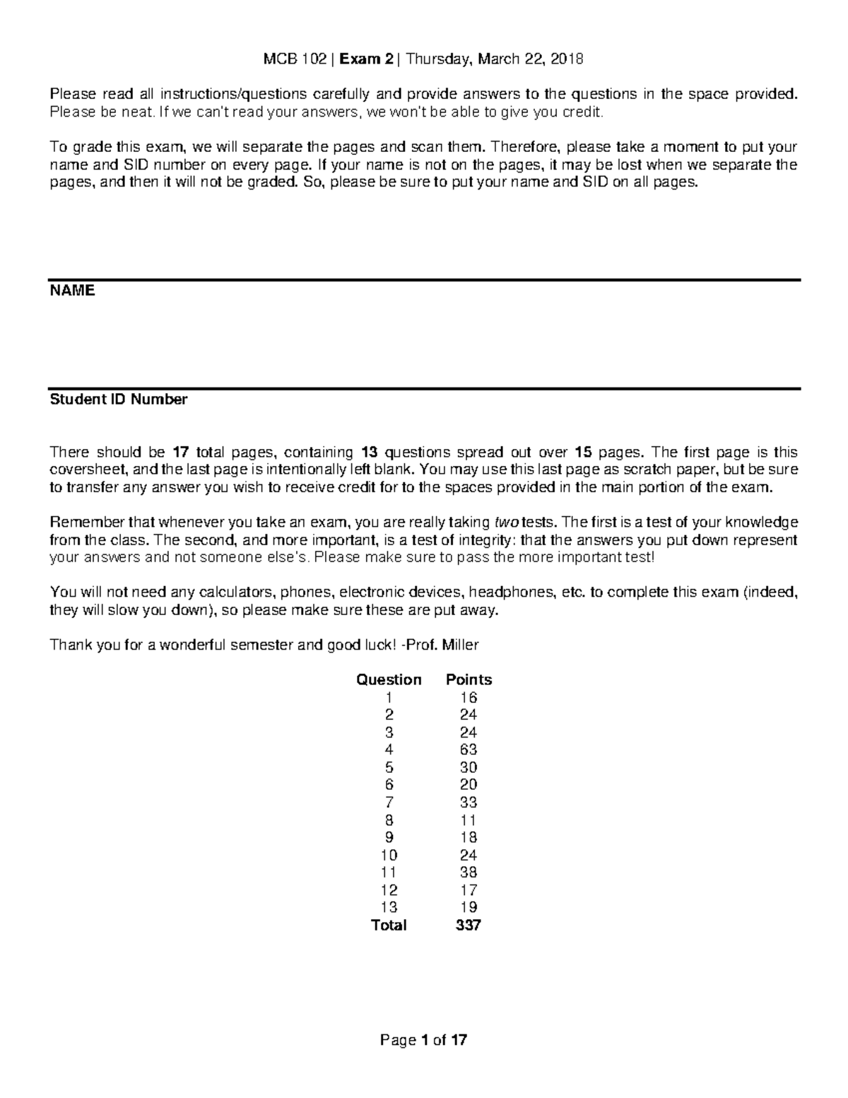 Final Exam Review: MCB 102 EWM SP 18 - Studocu