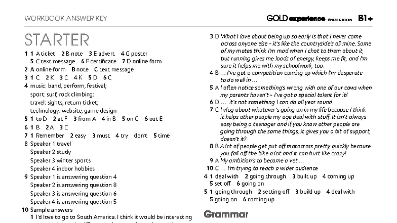 Gold Exp B1P Workbook Answer Key: Comprehensive Solutions and Insights ...