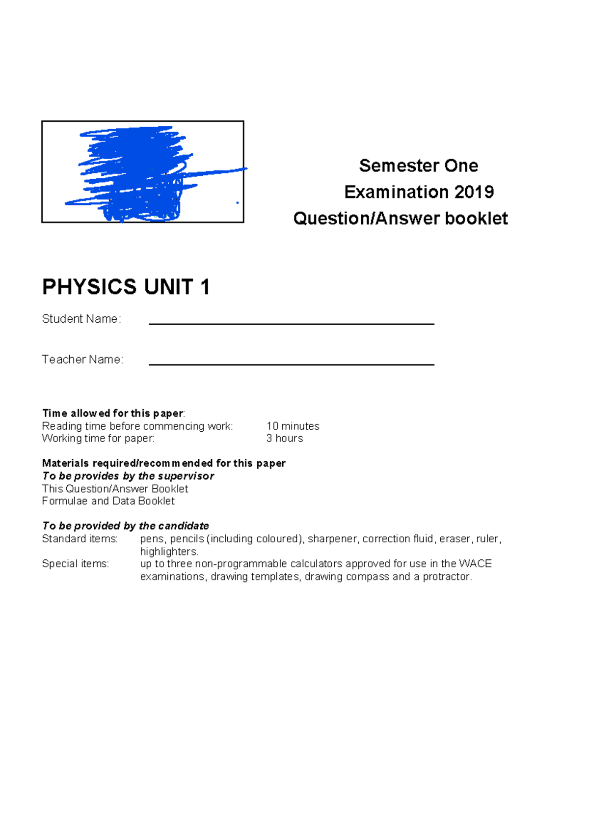 Physics Year 11 ATAR Unit 1 Exam Questions and Answers Guide - Studocu