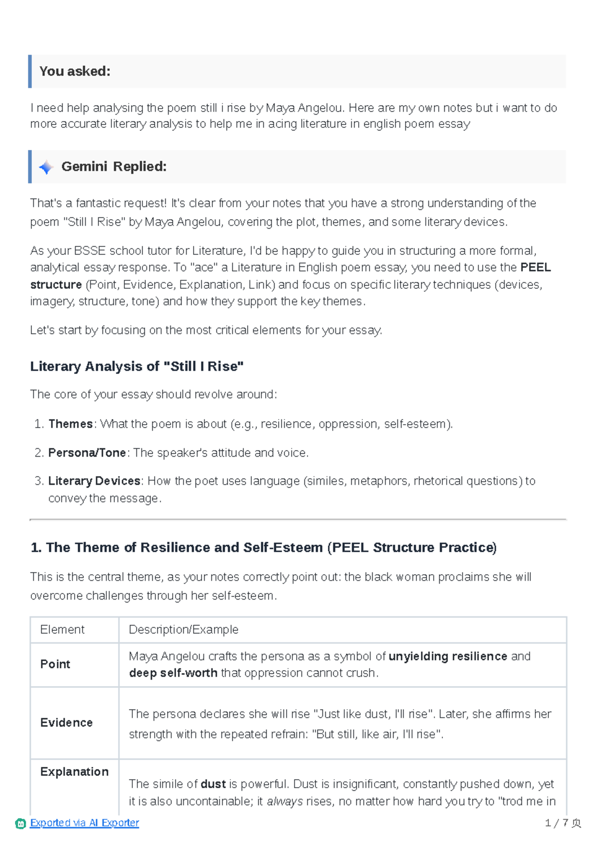 Still I Rise Poem Structure Analysis