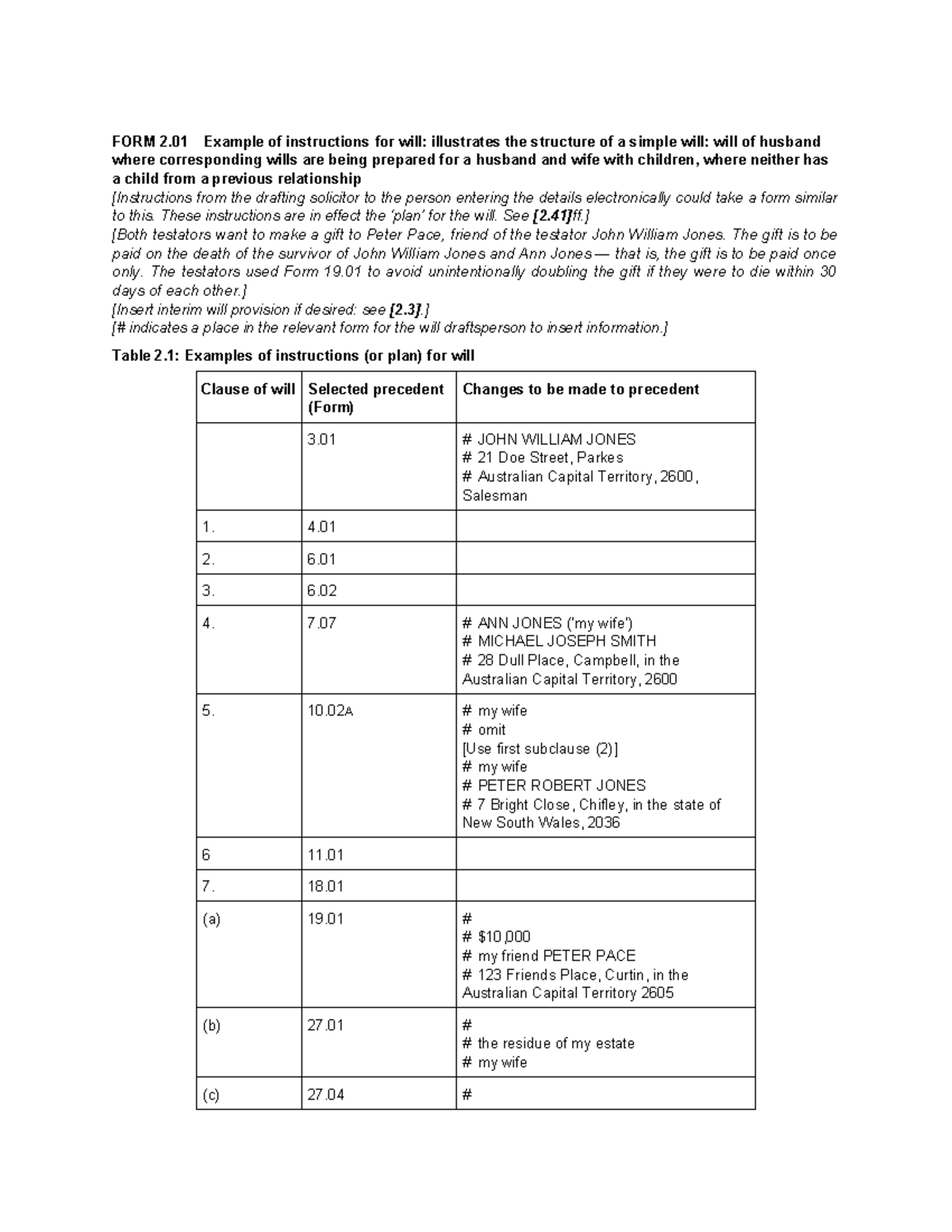 Hutley's 10th Ed. Form 2 - Sample Wills Instructions and Clauses - Studocu