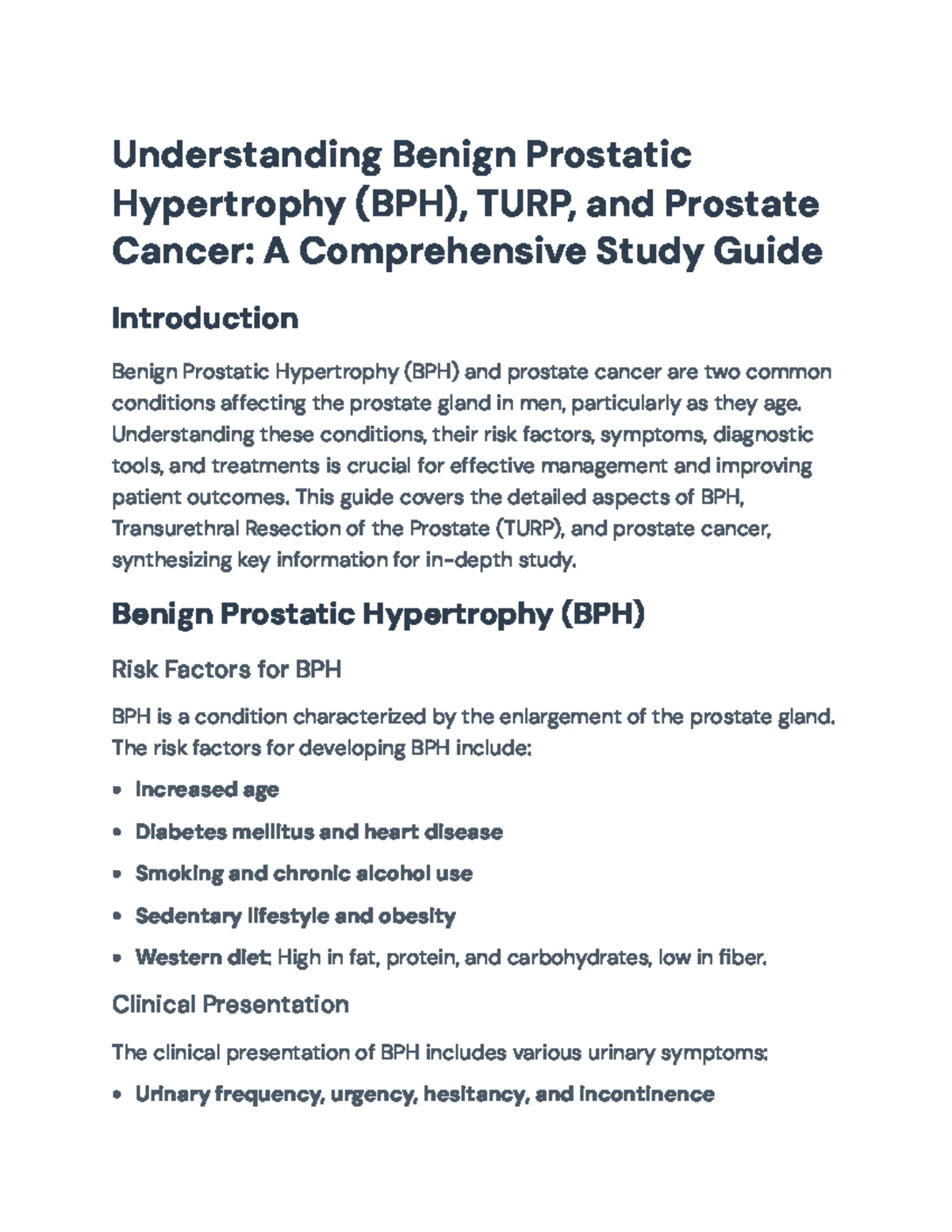 BPH, TURP & Prostate Cancer: Comprehensive Study Guide for Healthcare ...
