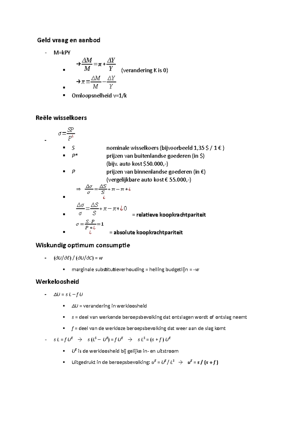 Overzicht van Formules voor Economische Analyse (ECO 101) - Studeersnel