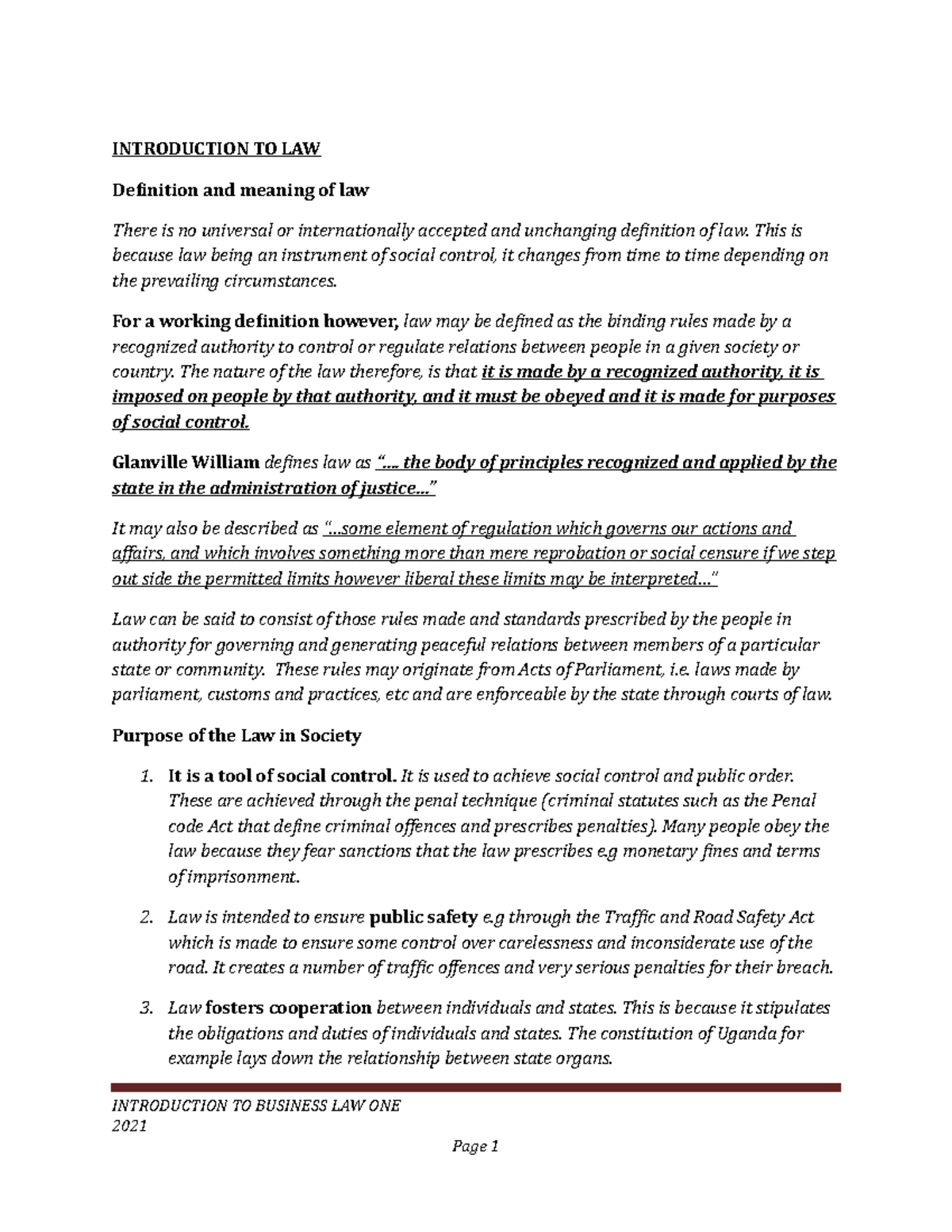 Introduction to Law: Key Concepts and Principles Explained - Studocu