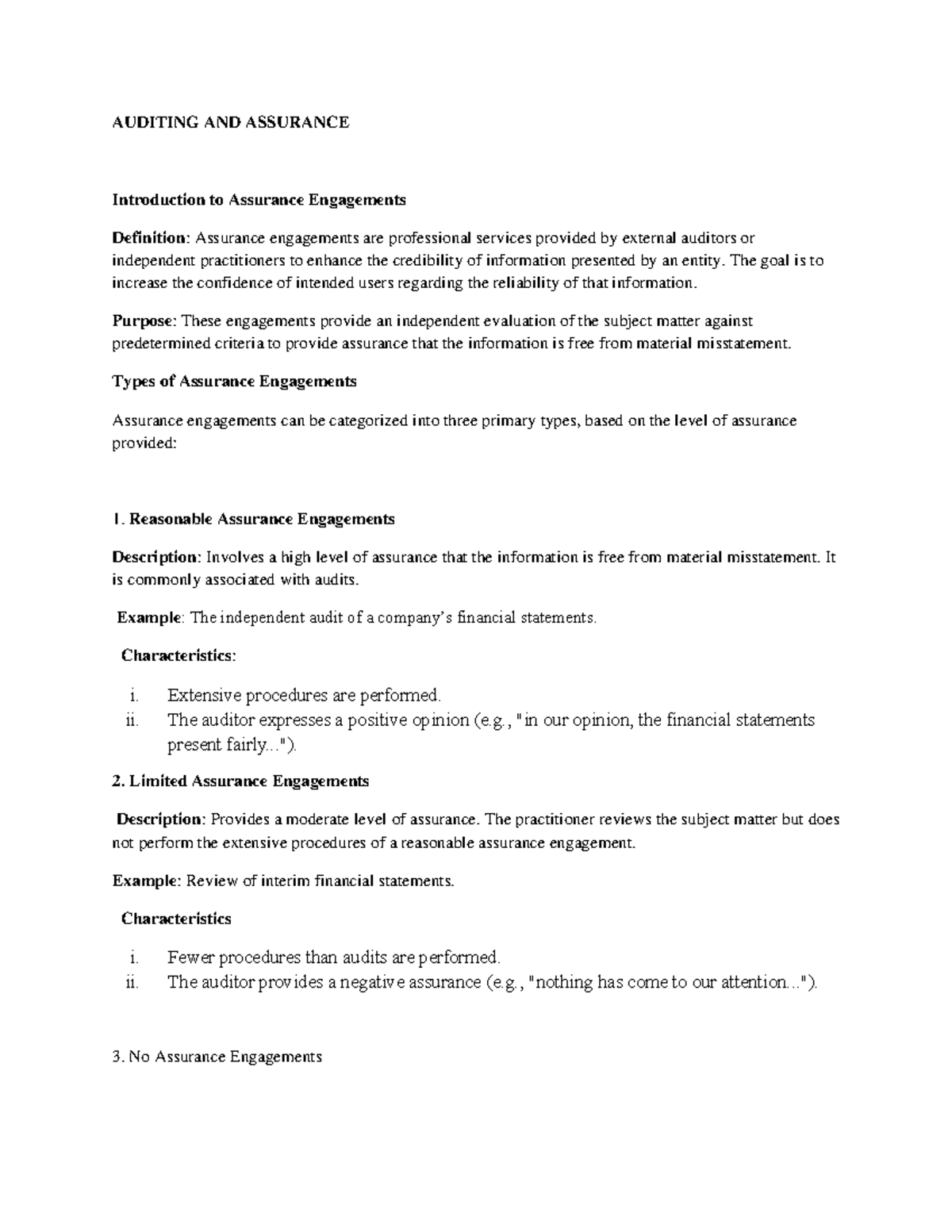 Audit and Assurance: Understanding Assurance Engagements and Reports ...