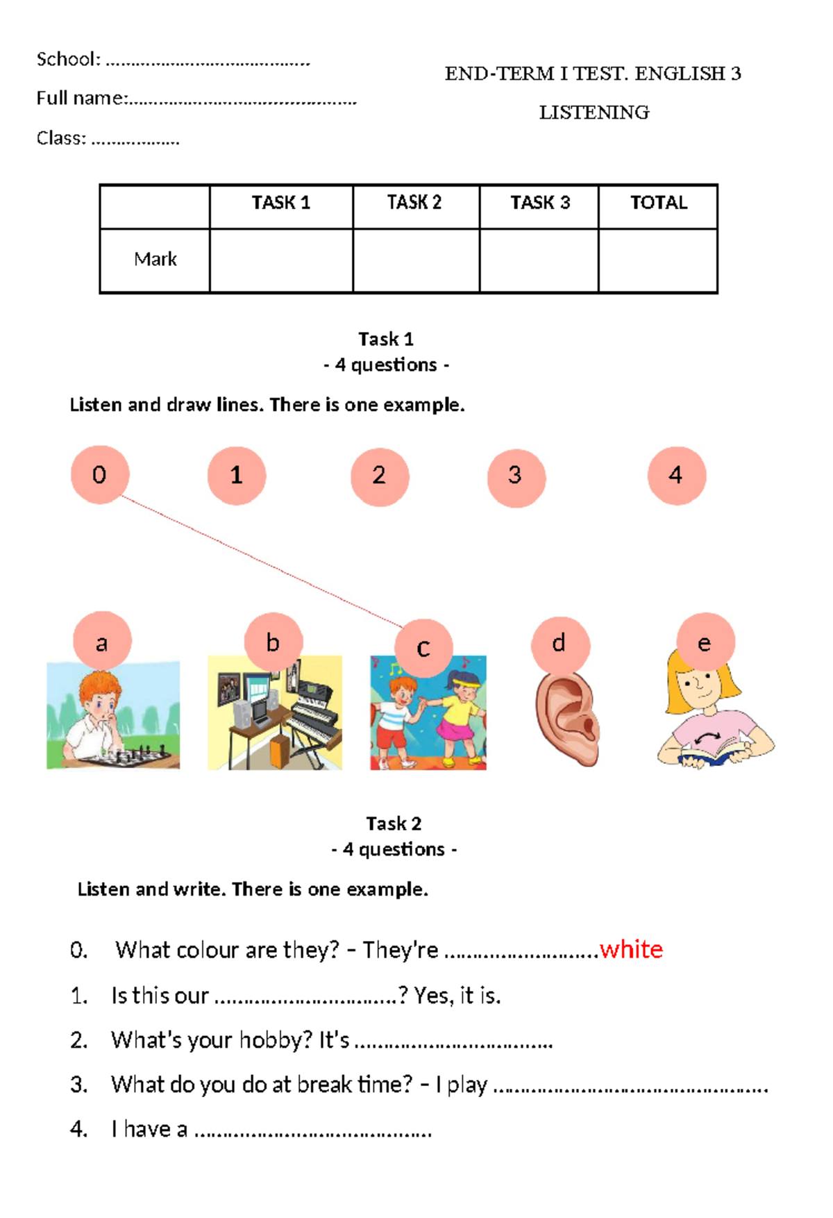 Đề kiểm tra anh 3 Global: Listening & Answer Key TEST 4 - Studocu