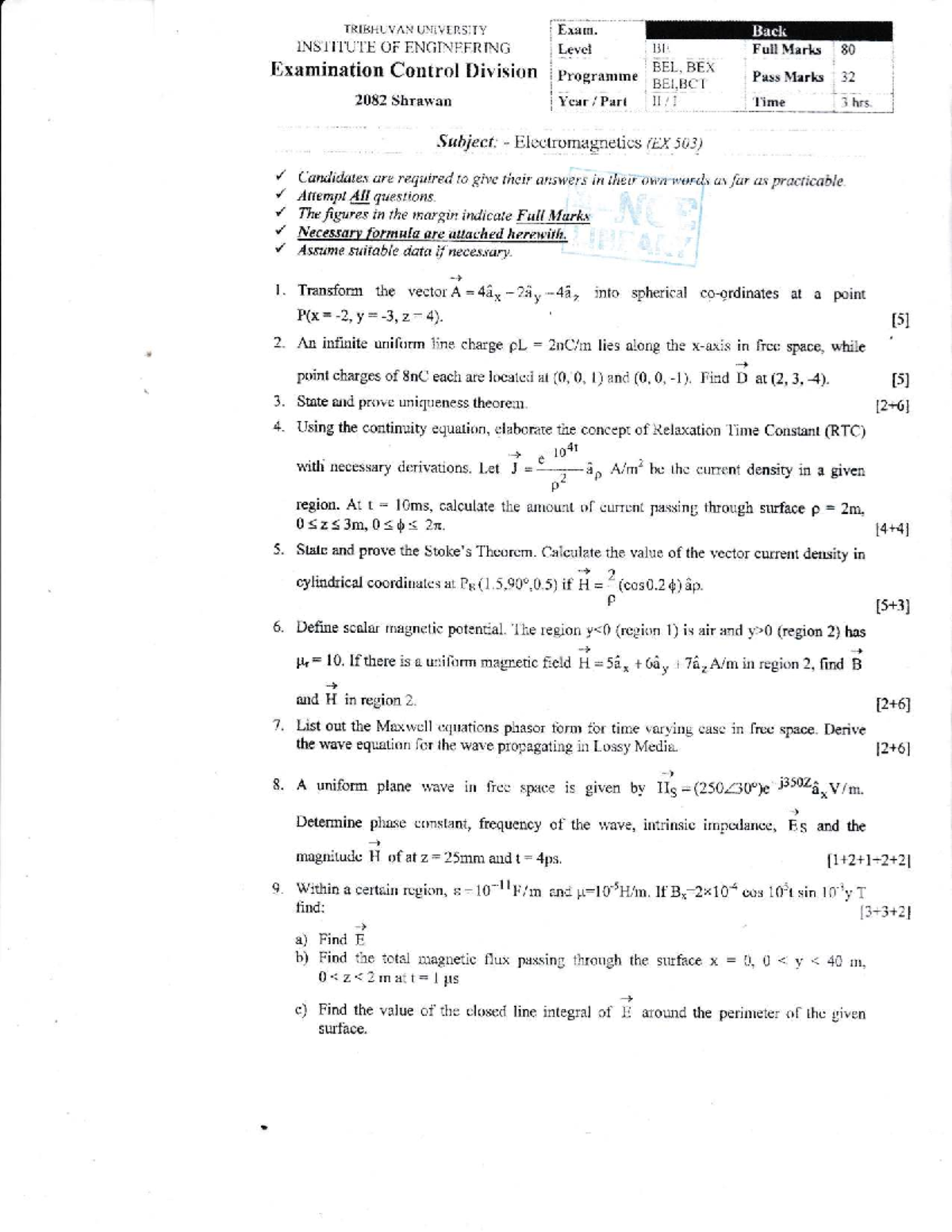 Electromagnetics - Notes for BF EX 5301 Examination - Studocu