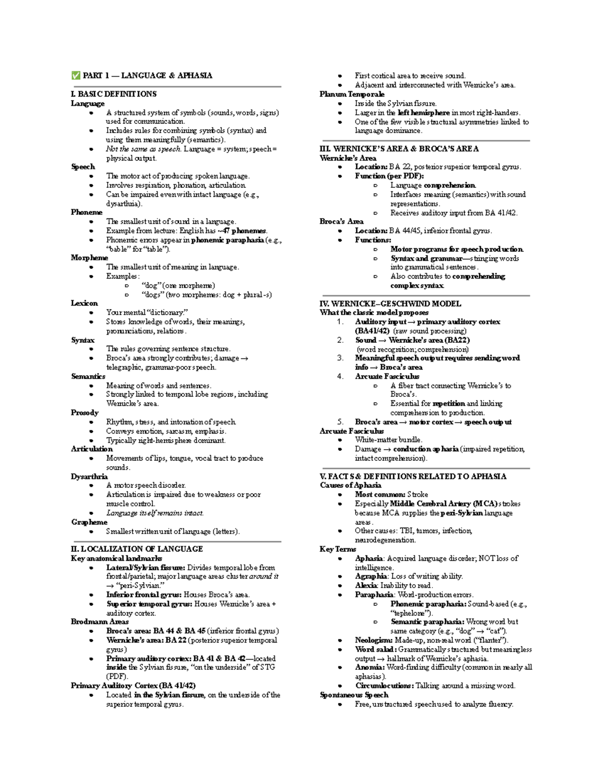 Exam 3 Study Guide: Language, Executive Functions, and TBI (PSY 301 ...