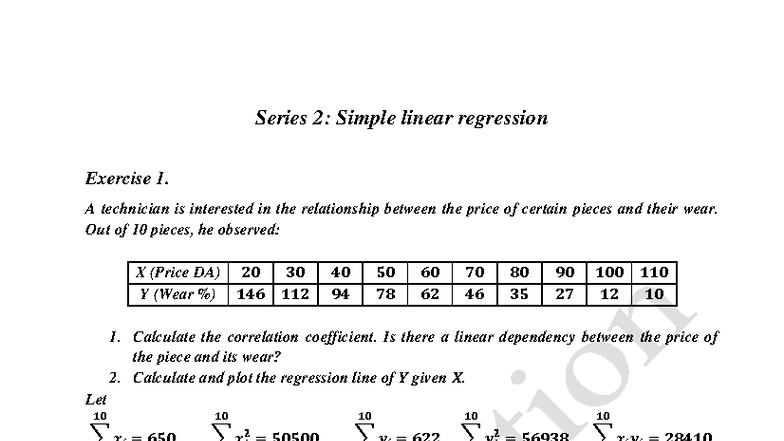 USTHB: 1st ING TS Probability & Stats Series 2 - Linear Regression ...