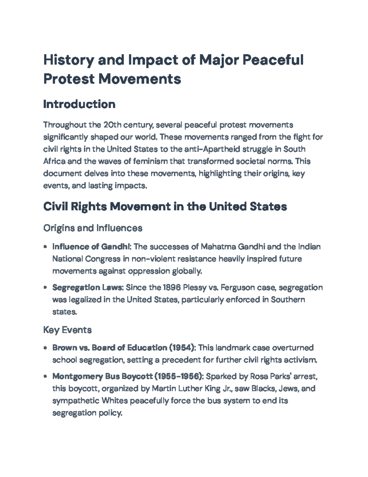 History and Impact of Major Peaceful Protest Movements - History and ...