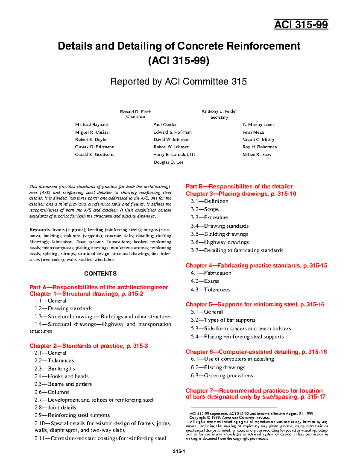 ACI 315: Standards for Detailing Concrete Reinforcement - Studocu