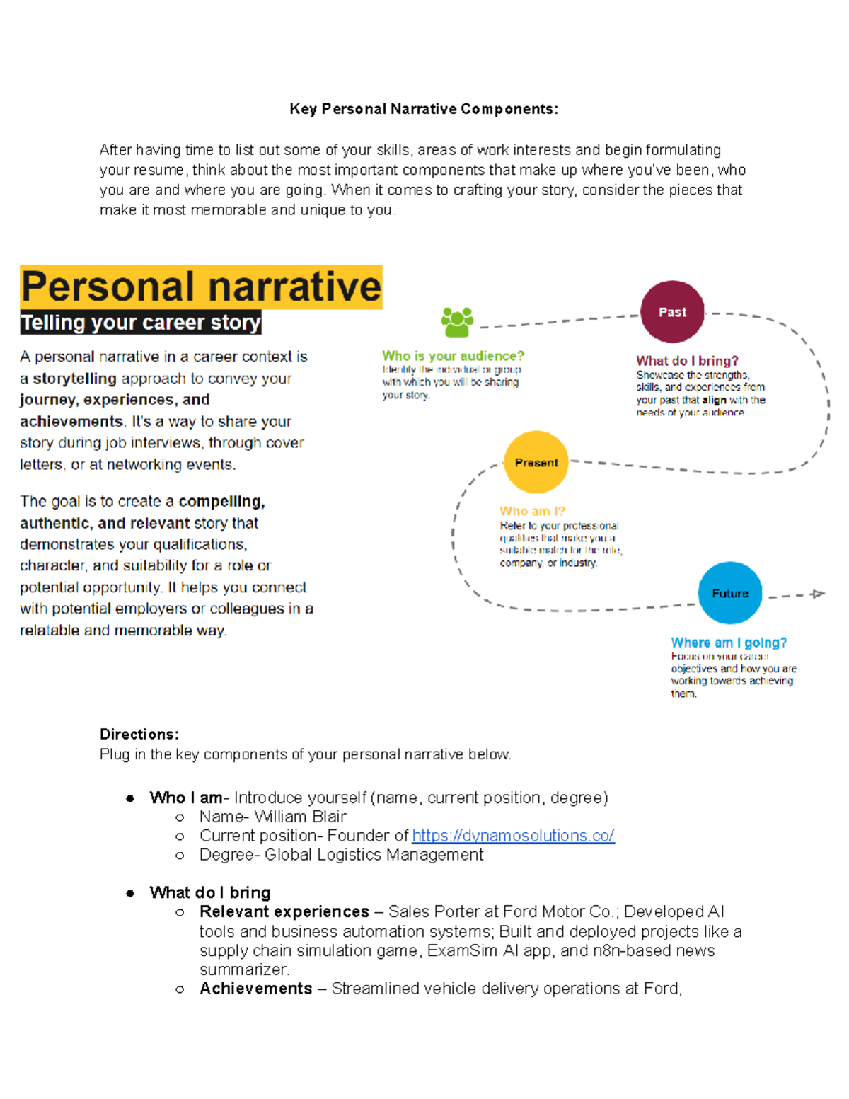 Key Personal Narrative Components for Career Development - Studocu