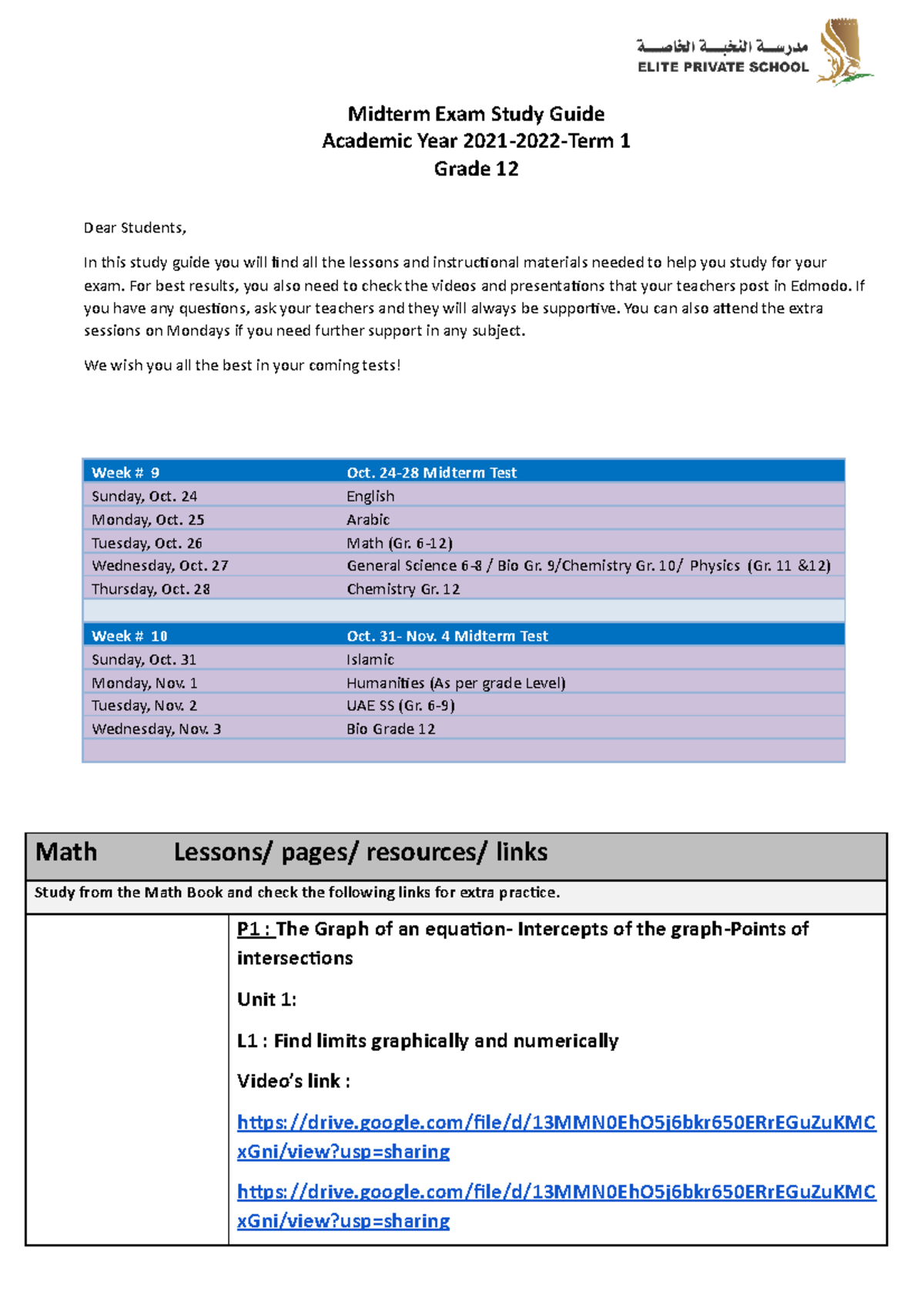 Grade 12 Midterm Exam Study Guide 2021-2022 Term 1 - Studocu