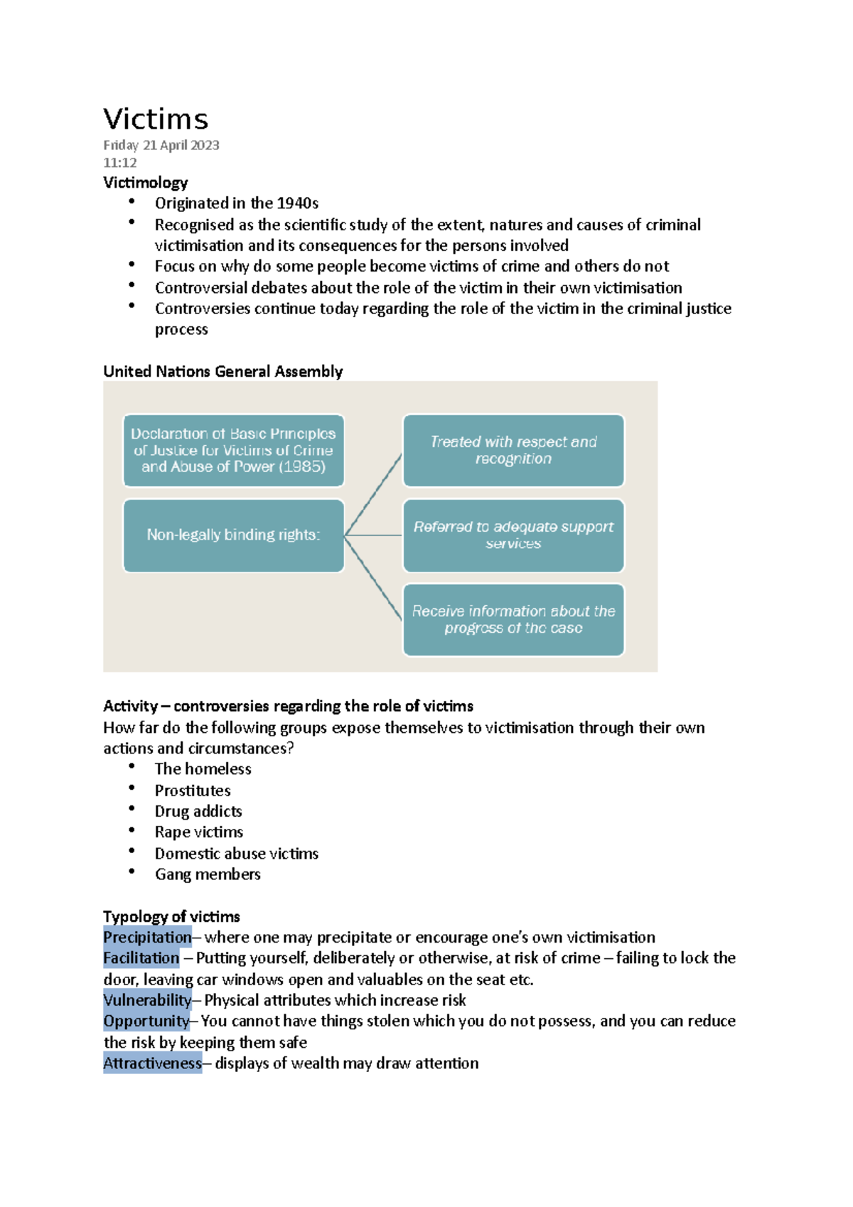 Victimology Notes - Understanding Victimization and Roles in Crime ...