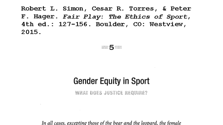 Robert L. Simon, Cesar R. Torres, & Peter F. Hager, 'Gender Equity in ...