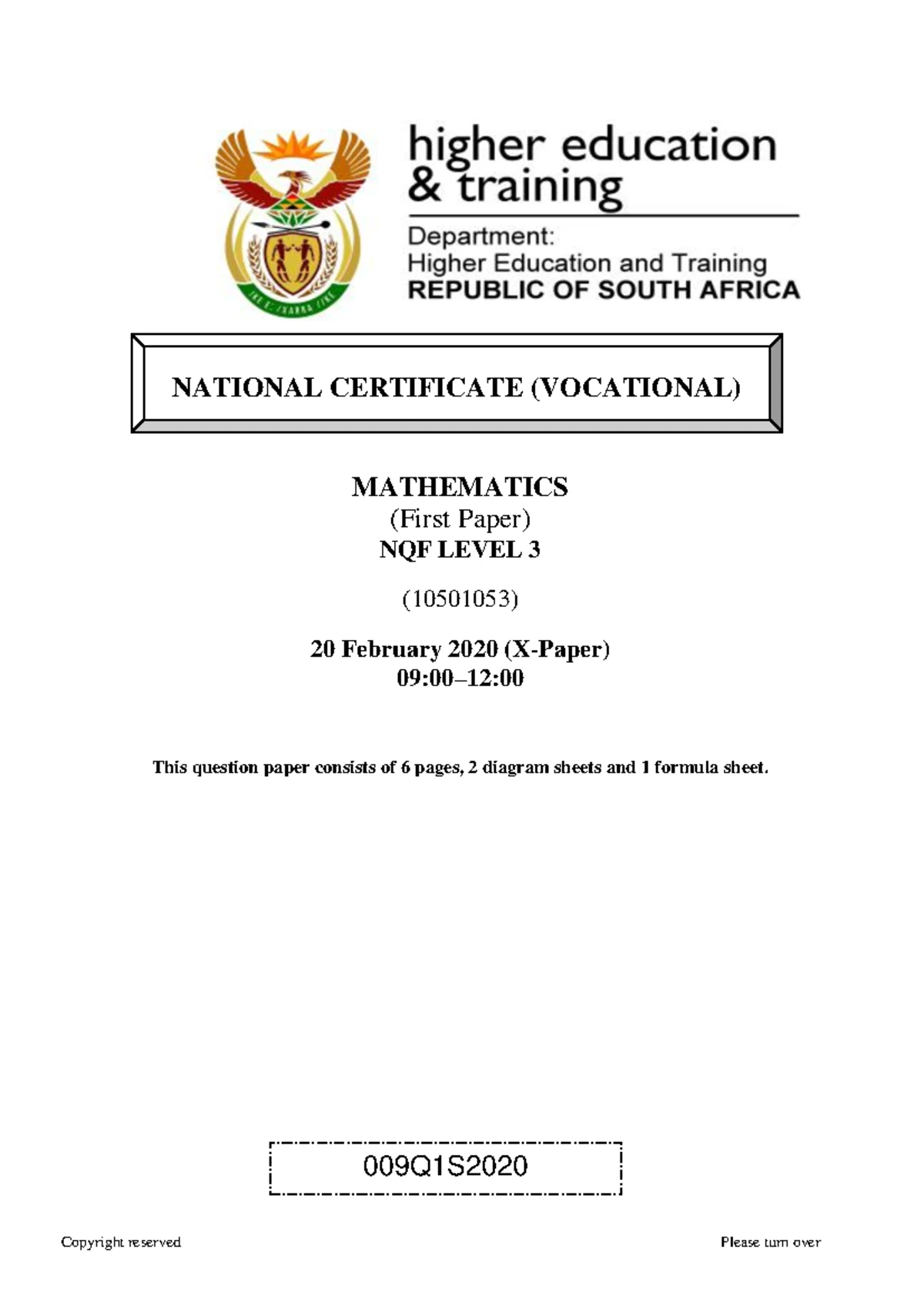 NCV3 Mathematics Paper 1 March 2021 - Copyright reserved Please turn ...