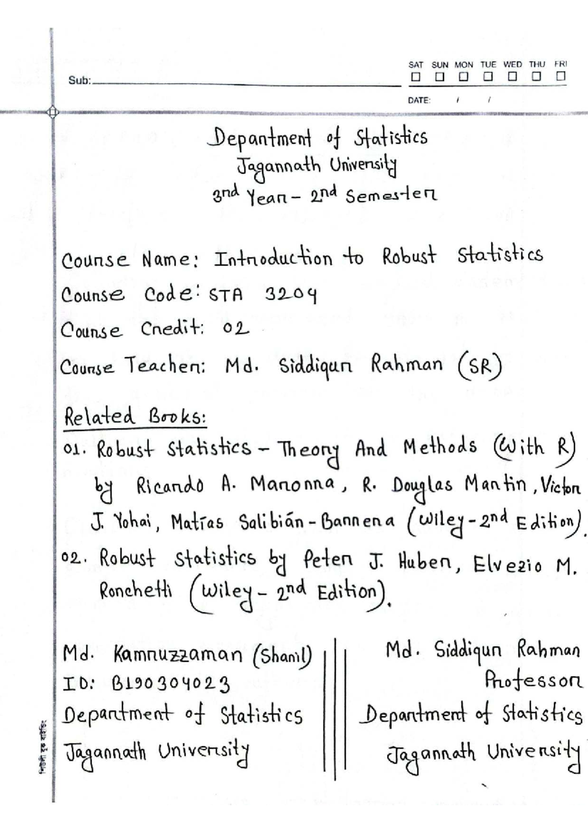STA 3204 Final Exam Notes: Introduction to Robust Statistics - Studocu
