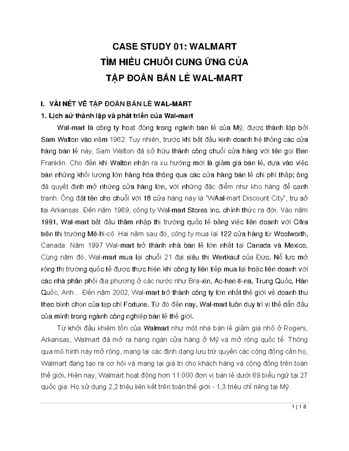 Case study 01 - Chuoi cung ung Walmart - CASE STUDY 0 1 : WALMART TÌM HIỂU CHUỖI CUNG ỨNG CỦA ...