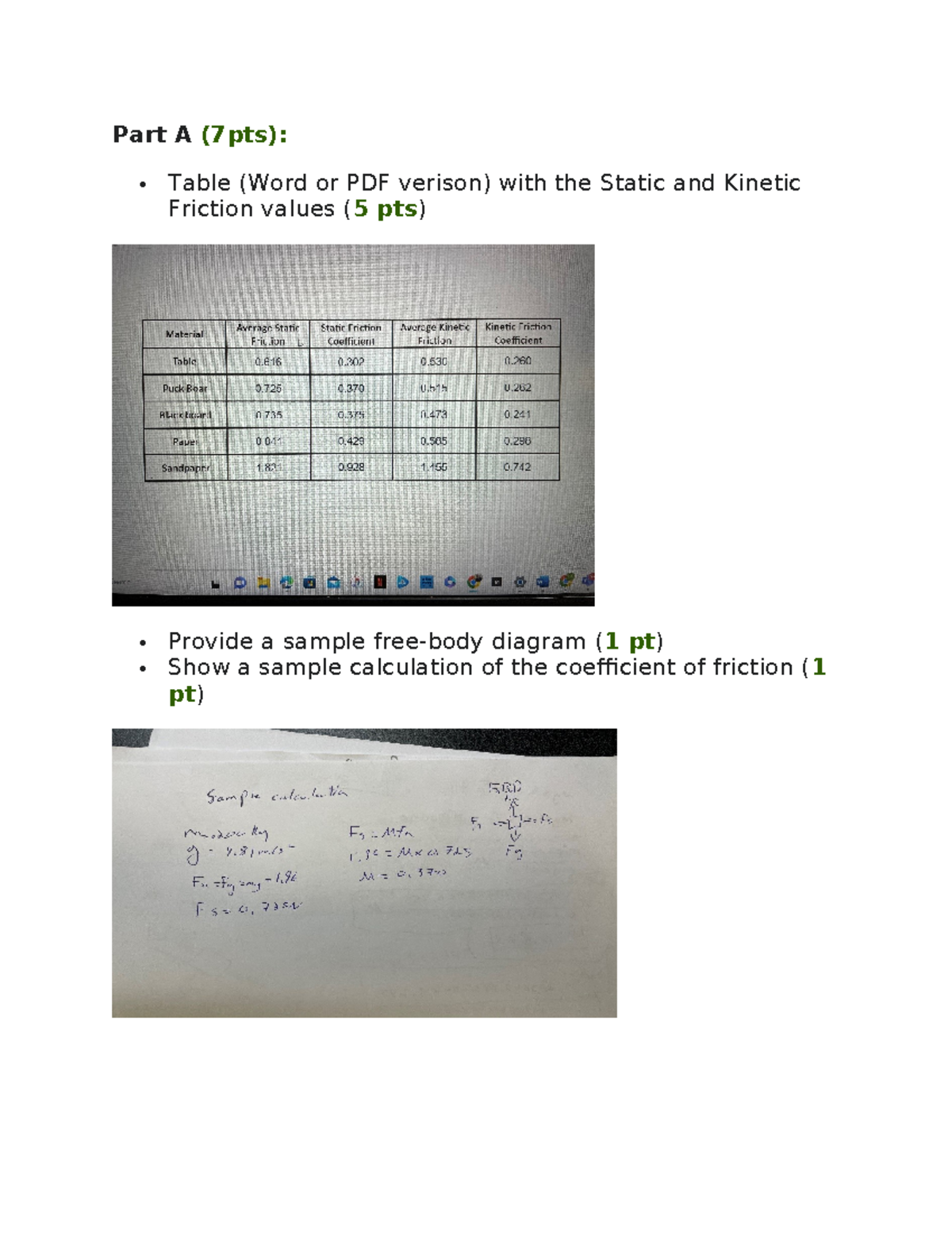 Friction Value Table Lab 4: Static & Kinetic Friction Analysis - Studocu