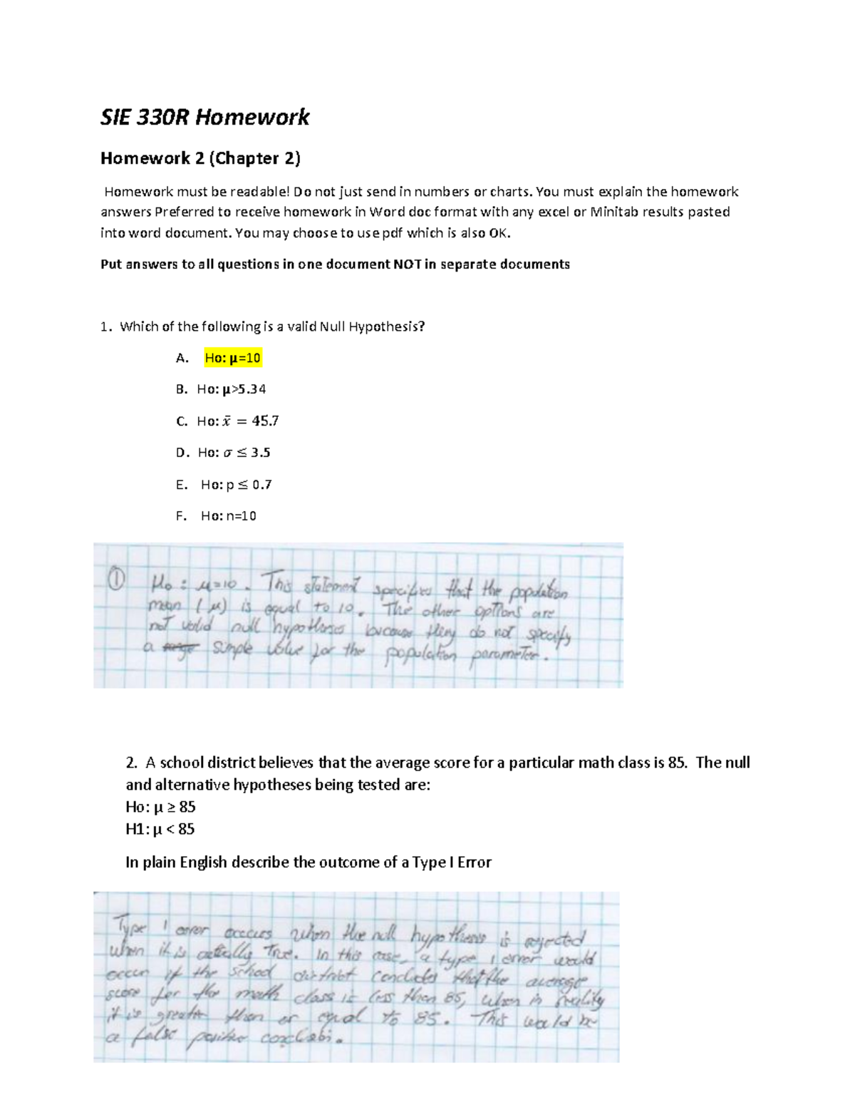 Homework 2 FN - SIE 330R Homework Homework 2 (Chapter 2) Homework must be readable! Do not just ...