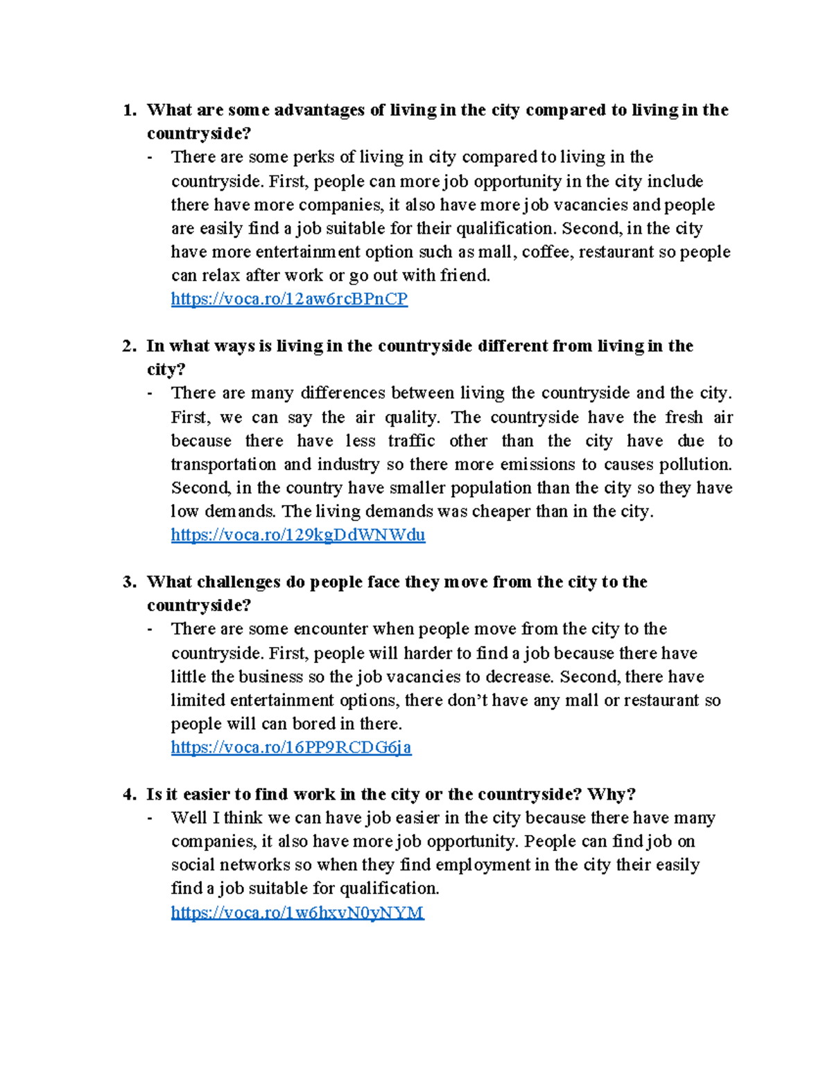 Advantages and Challenges of City vs Countryside Living - TIENG ANHH ...