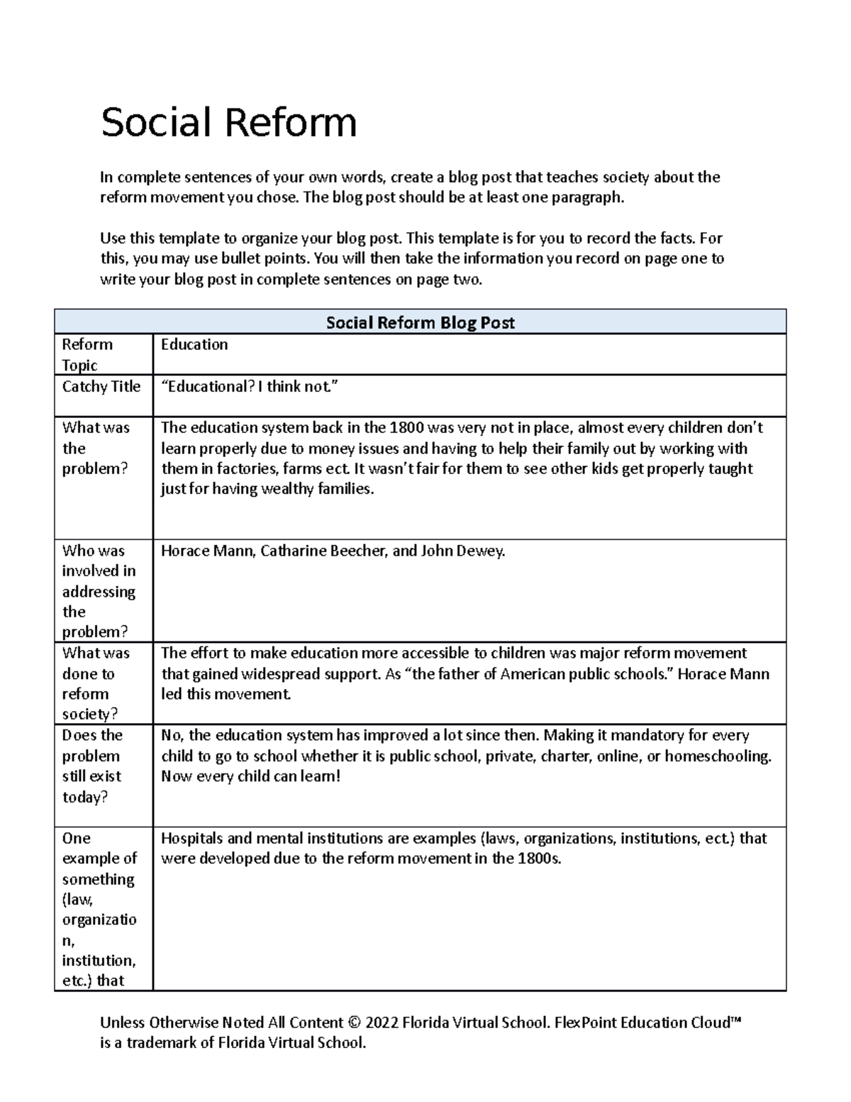 SOC 101: Social Reform Blog Post Template on Education Issues - Studocu